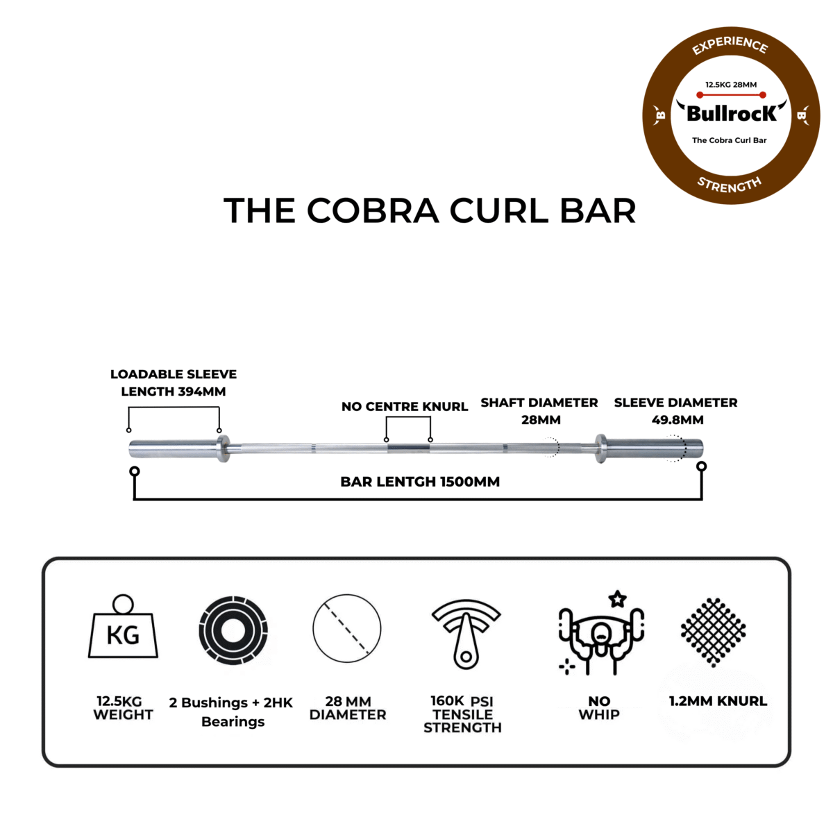 Olympic Curl Barbells | Utility Bar | BullrocK Fitness
