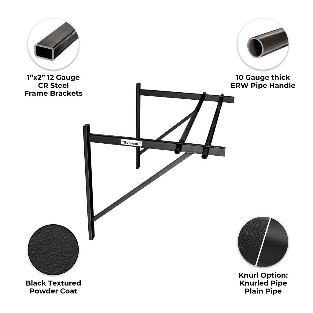 Wall Mount Pull Up Bar 32″ – Plain Bar + Knurled Bar