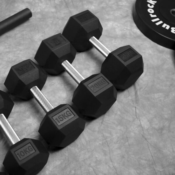 Buy Hex Dumbbells Set 2.5kg to 50kg | Fully Knurled Handle | BullrocK