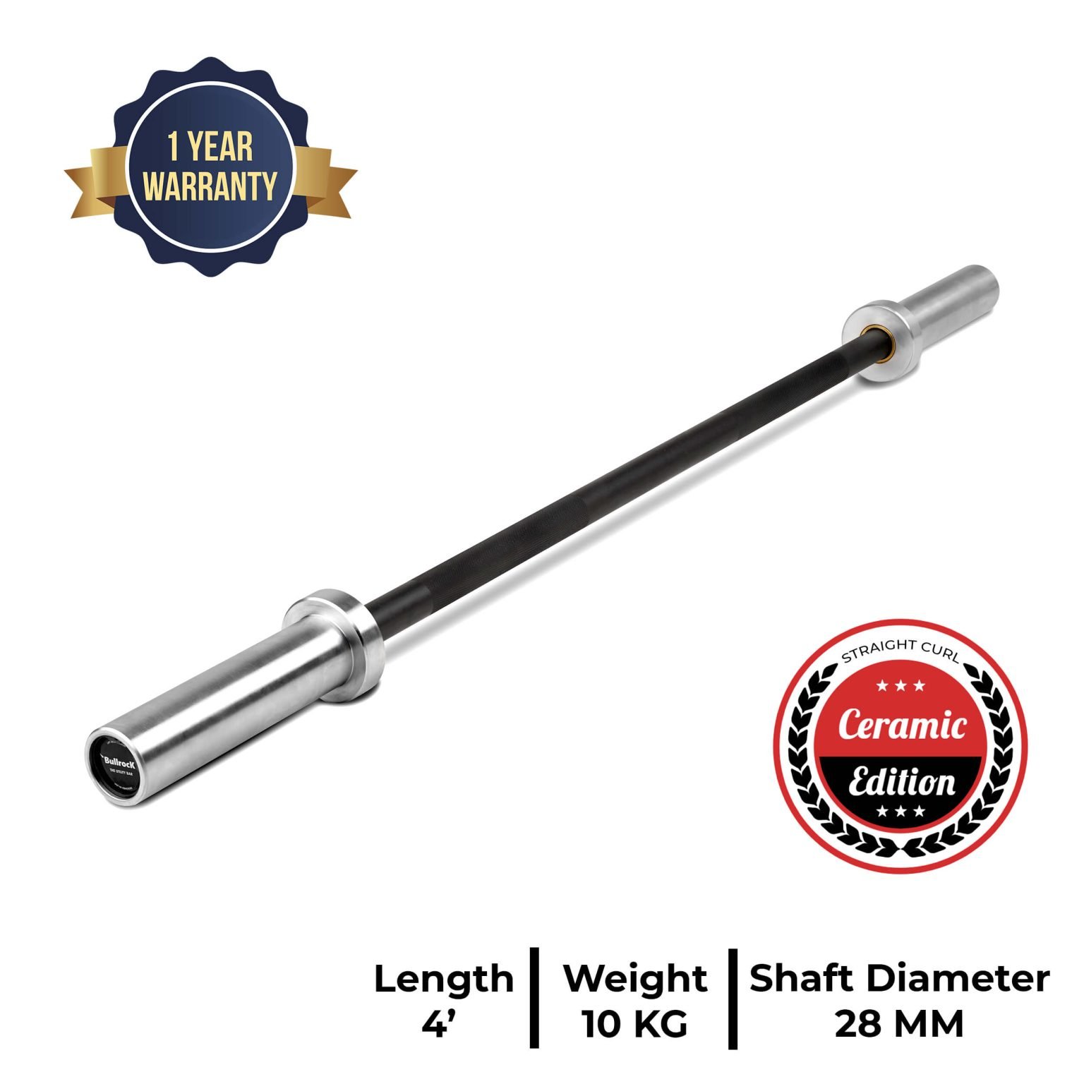 4ft Straight Olympic Barbell | Ceramic Edition 10kg Bar for gym