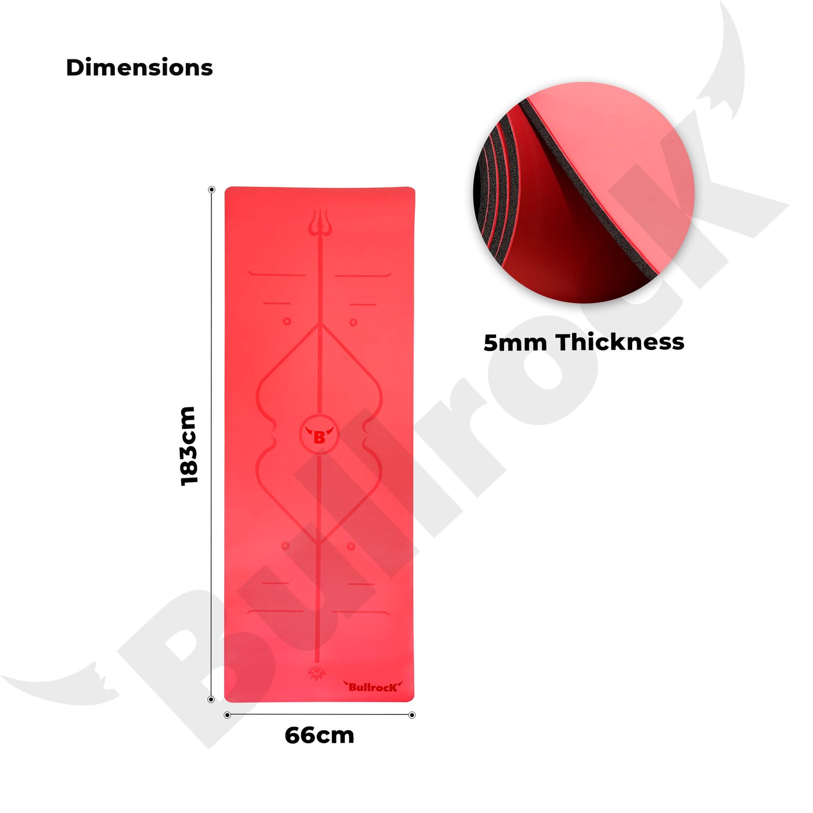Exercise Mat - Premium Yoga Mat 5mm (PU+Rubber) - Red / Dark Gray