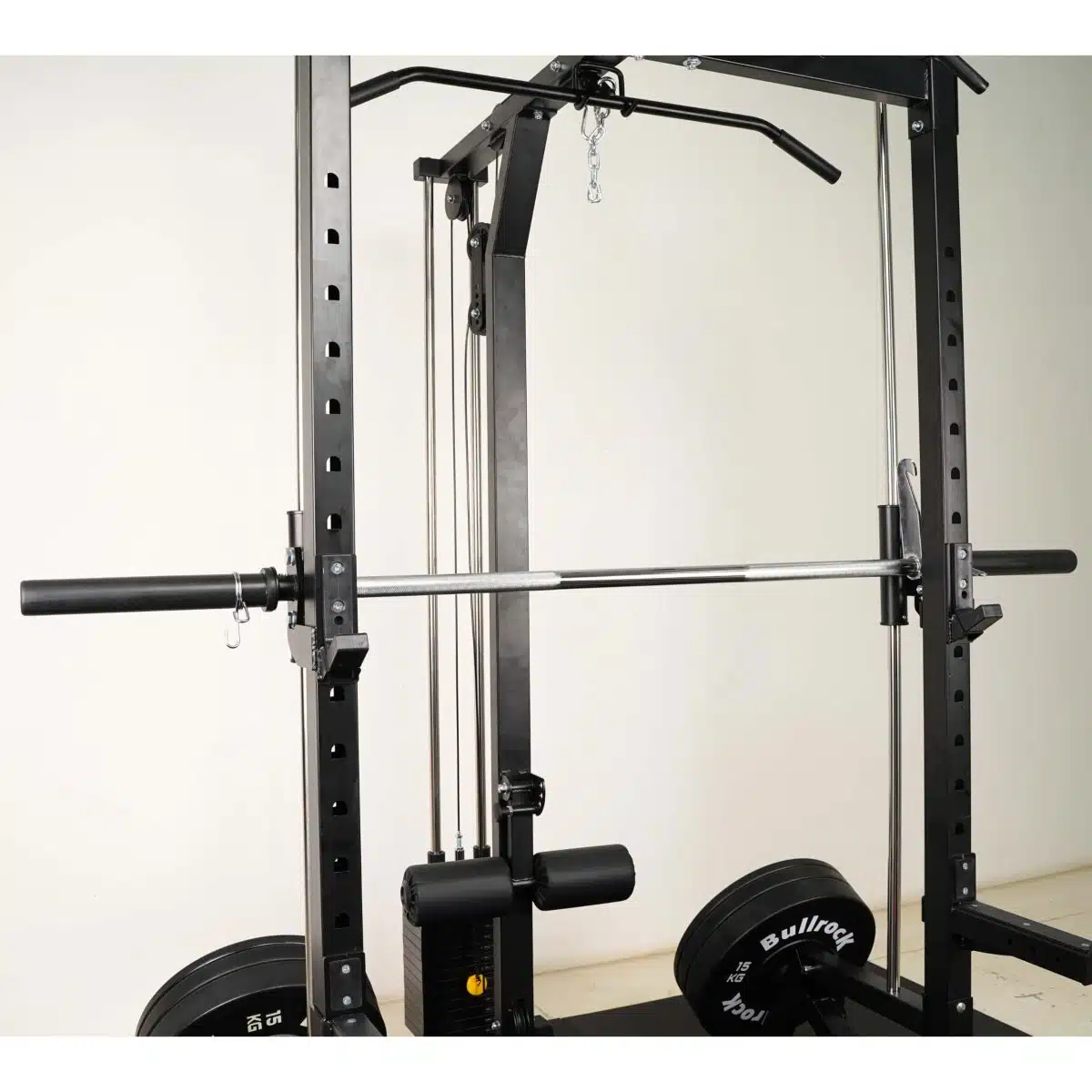 OX7 All-In-One Half Rack With Smith & Lat/Row - 90kg - BullrocK Fitness